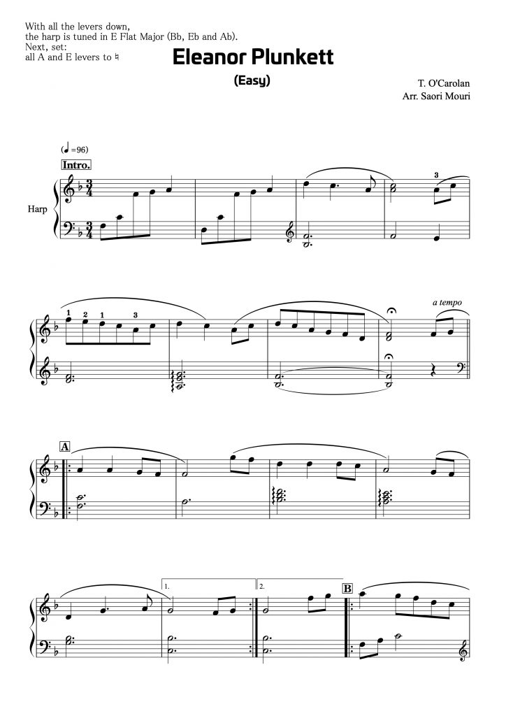 Music for small harp with or without levers | Eleanor Plunkett : Camac ...